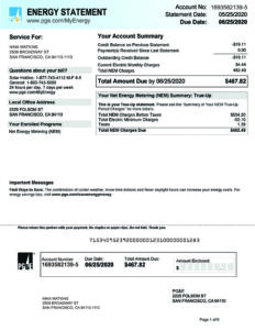 California Utility Bill Template - USA Proof of address