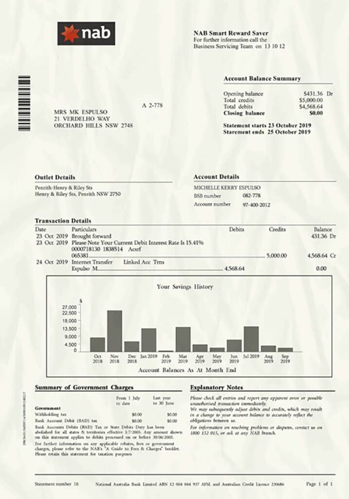 NAB Statement Template – PDF File