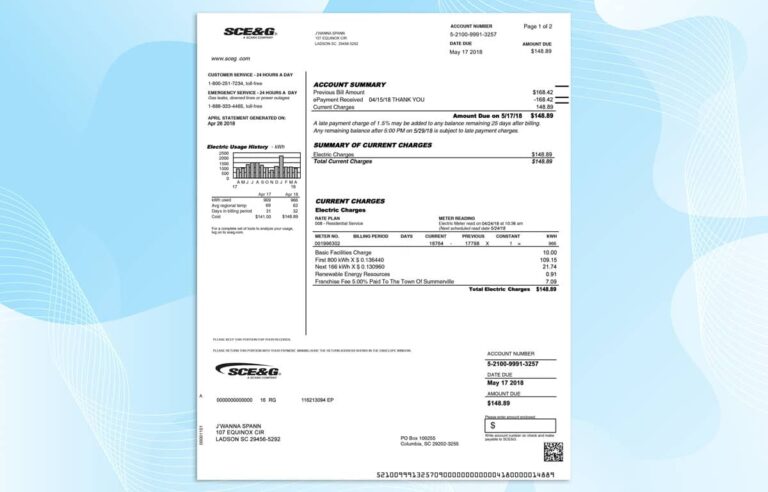 New Zealand Electric Bill Template – PSD Photoshop File