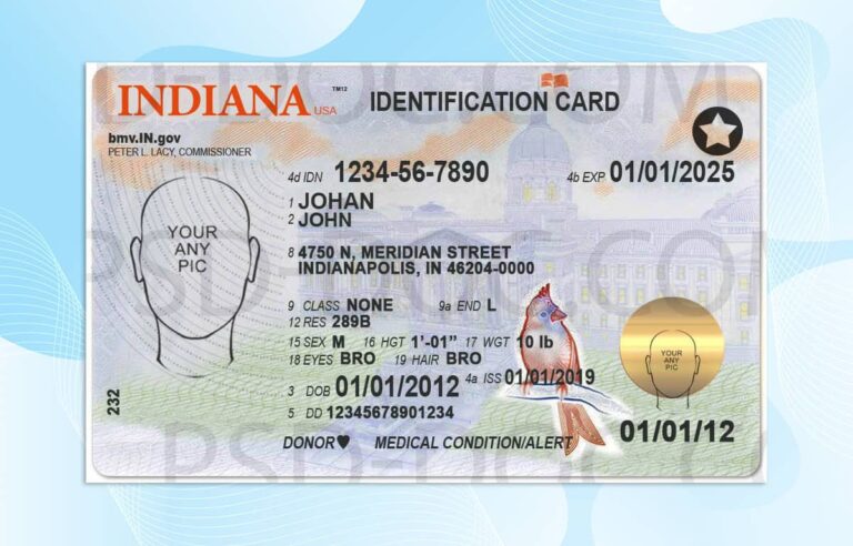 Indiana Drivers License Template (New Edition) – Photoshop File